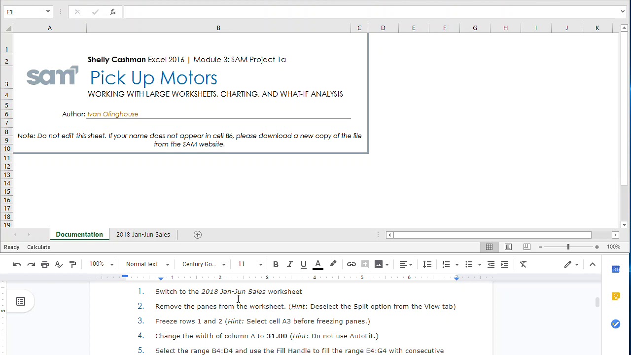 Excel 3a Step 1 - YouTube