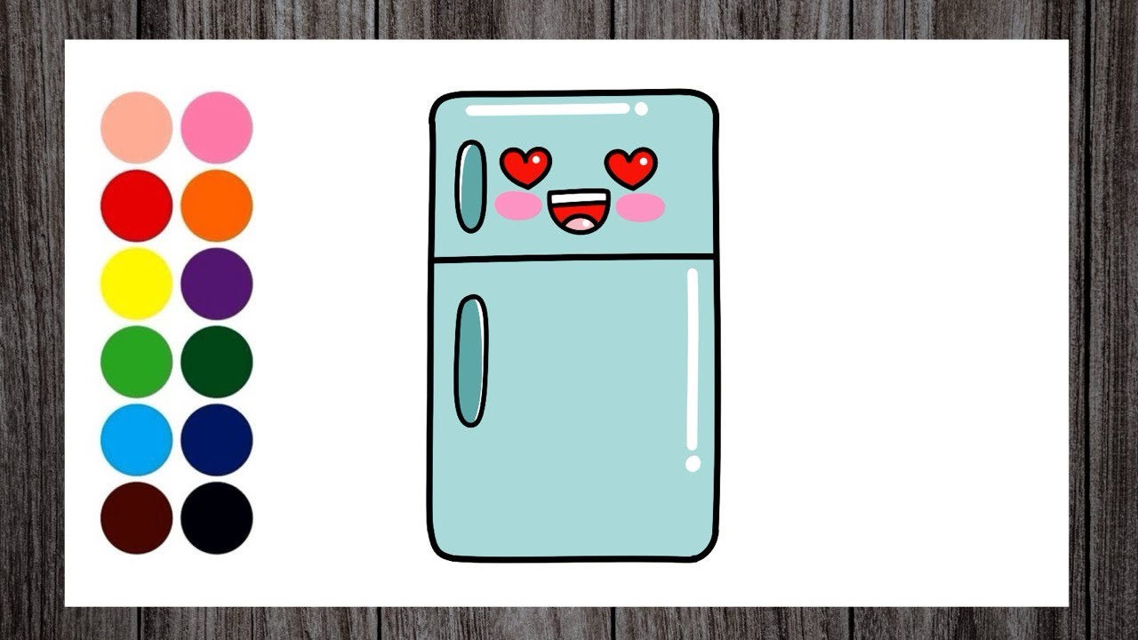 Refrigerator Drawing | How to Draw a Cute Refrigerator Easy for Kids ...
