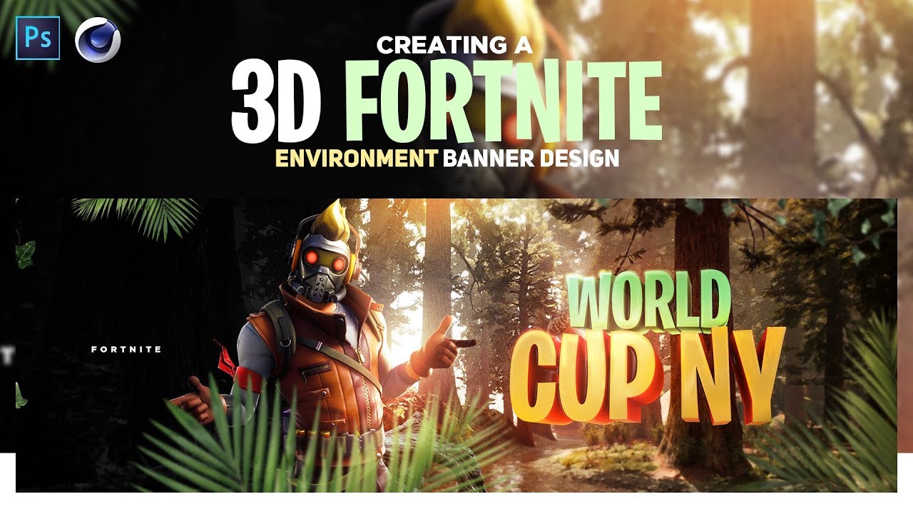 Creating a 3D Fortnite Forest Banner Design in PS/Cinema4D - YouTube