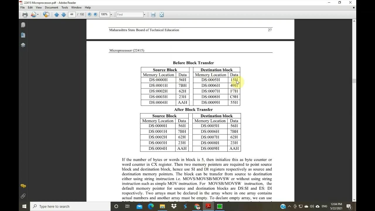 Practical no.5: Write an ALP to perform block transfer using string ...