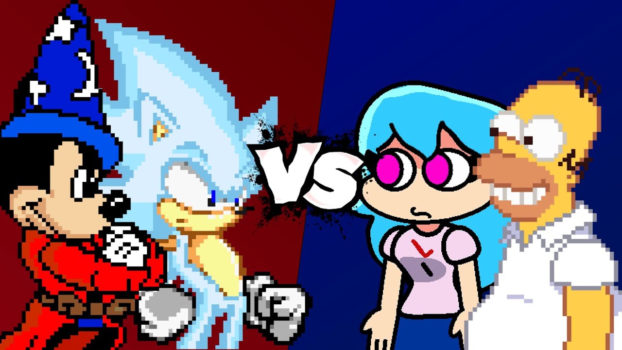 MUGEN Battle - Hyper Sonic/Wizard Mickey Mouse vs Sky/Homer Simpson ...