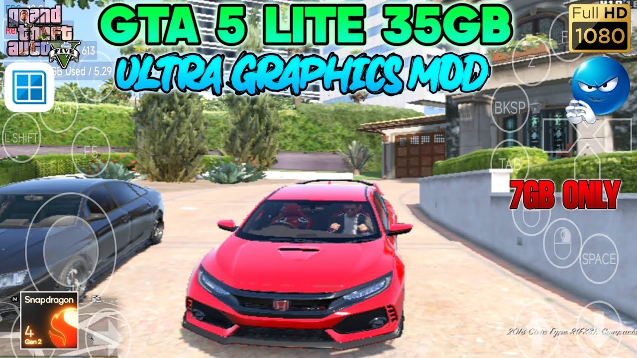 GTA 5 LITE 35GB ULTRA GRAPHICS MOD GAMEPLAY IN ANDROID📲 | Winlator ...