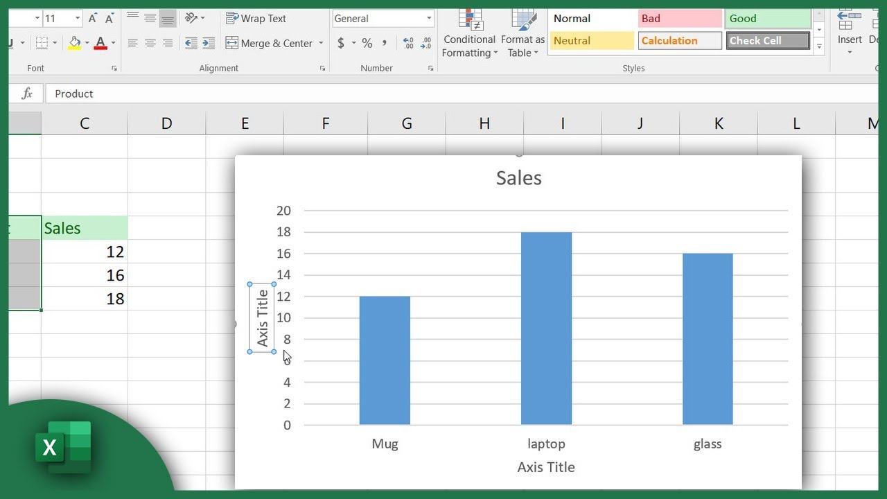 How to add x and y axis in excel - YouTube