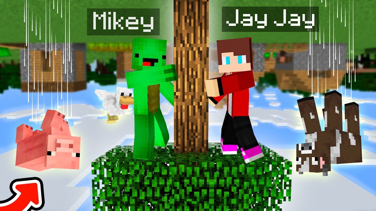 JayJay and Mikey in UPSIDE DOWN world of minecraft! Challenge by Maizen ...