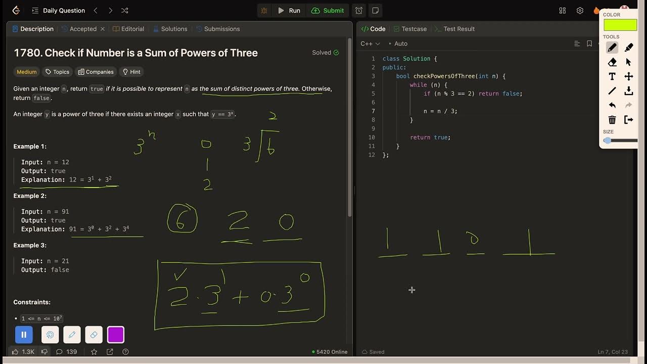 1780 Check if Number is a Sum of Powers of Three - YouTube