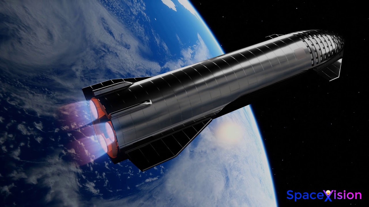 SpaceX Starship leaving earth orbit short animation - YouTube
