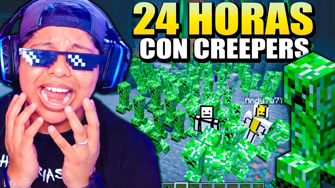 24 HORAS SOBREVIVIENDO A CREEPERS en MINECRAFT 😱💥 | Explotó todo ...