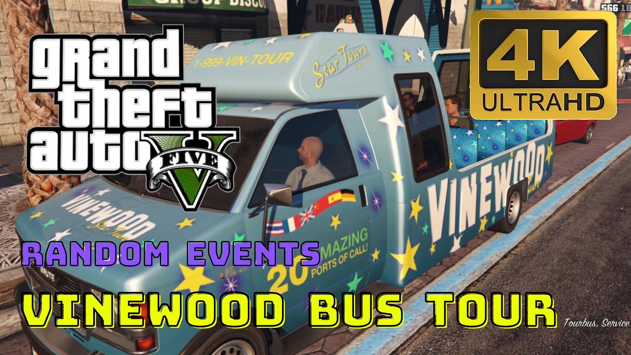 GTA 5 - Random Events: Vinewood Bus Tour [60fps 4K] II GTA Videos - YouTube