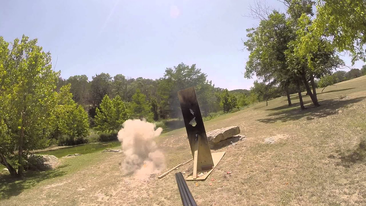 Blowing up burning spray can with 10 Gauge - YouTube