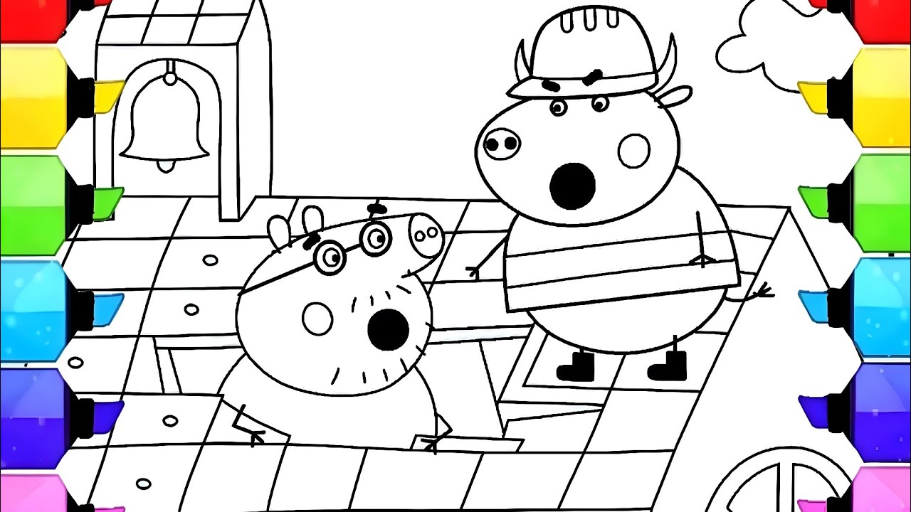 Daddy Pig's roof is broken Drawing Easy, Peppa Pig Drawing, Peppa Pig ...