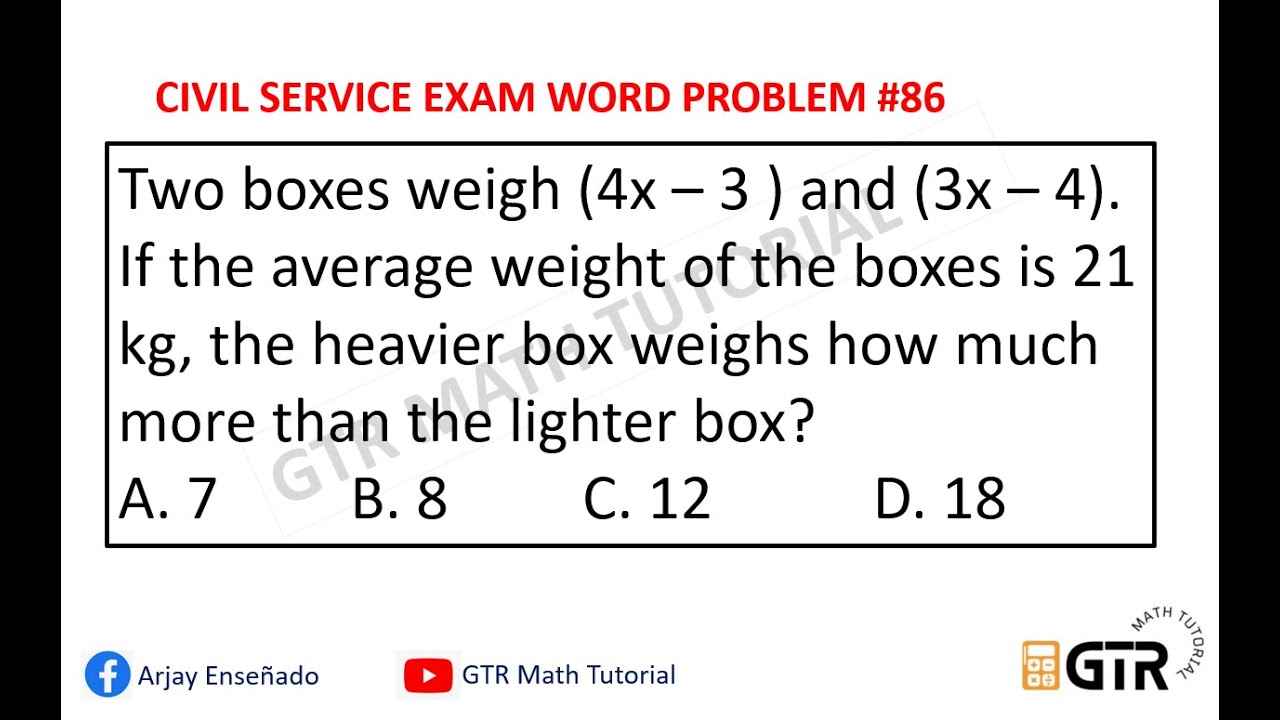 CIVIL SERVICE EXAM WORD PROBLEM #86 - YouTube
