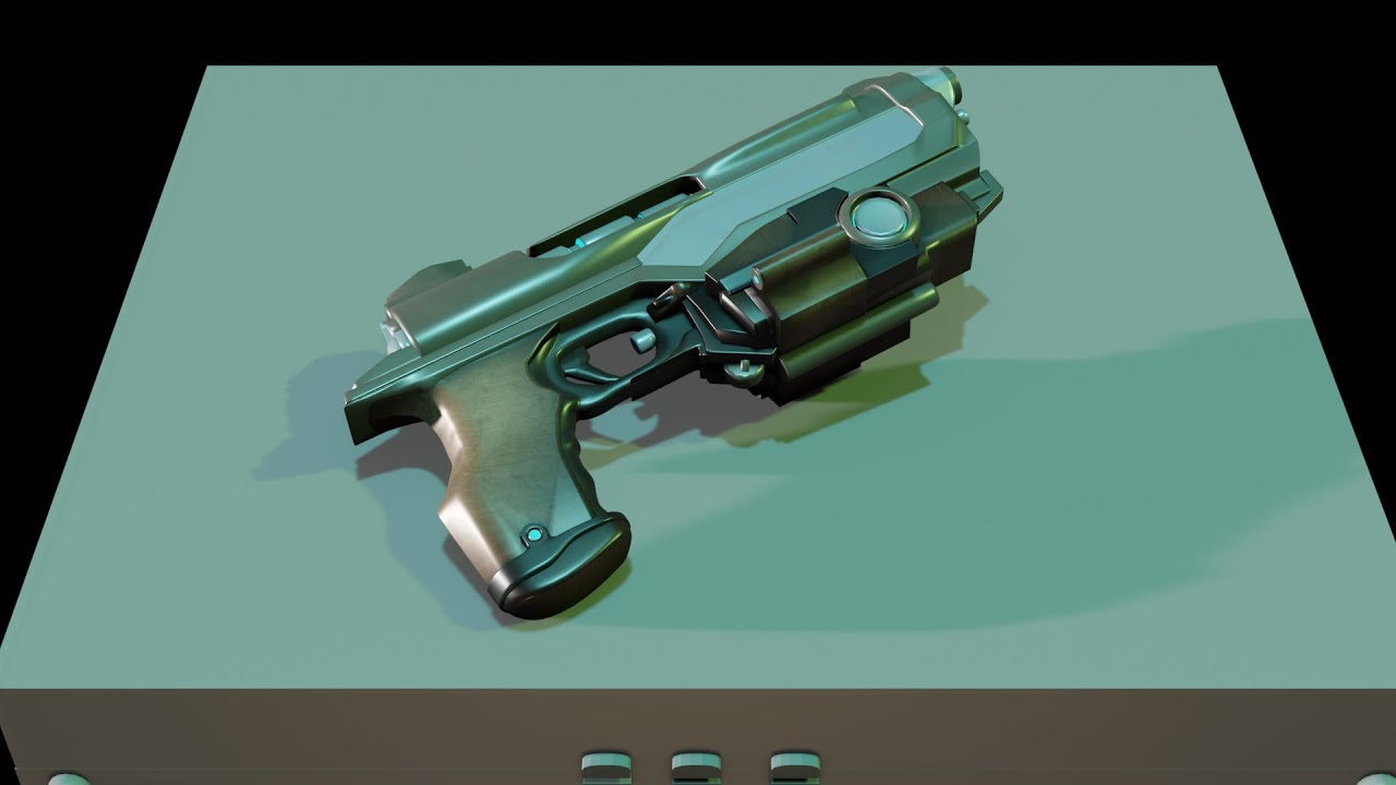 Doom pistol turntable (3D modelled in blender and textured in substance ...