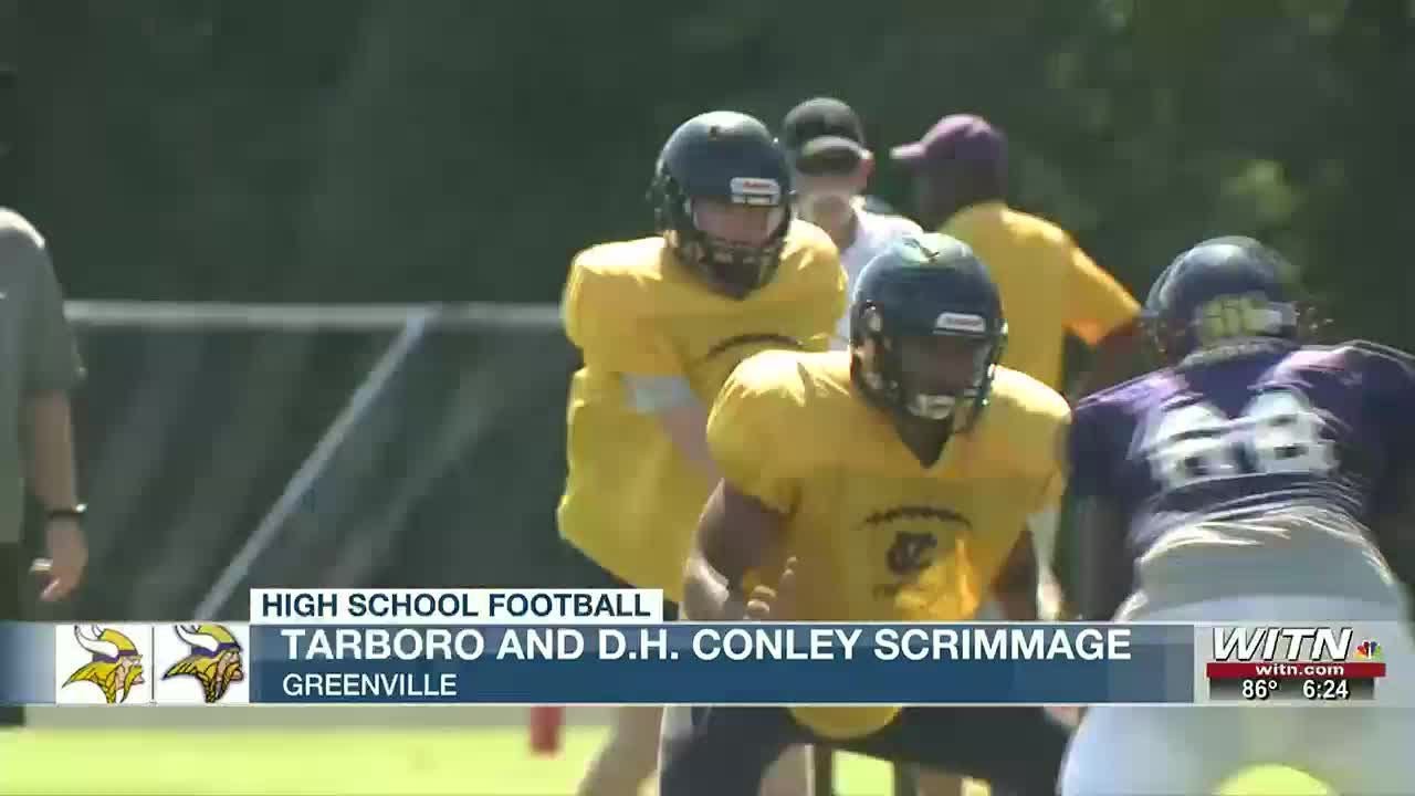 D.H. Conley and Tarboro high school football teams scrimmage - YouTube