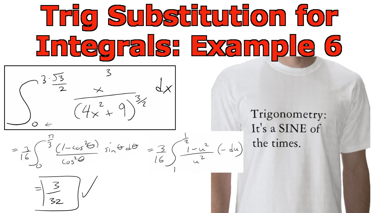 Trigonometric Substitution for Integrals: Example 6 - YouTube