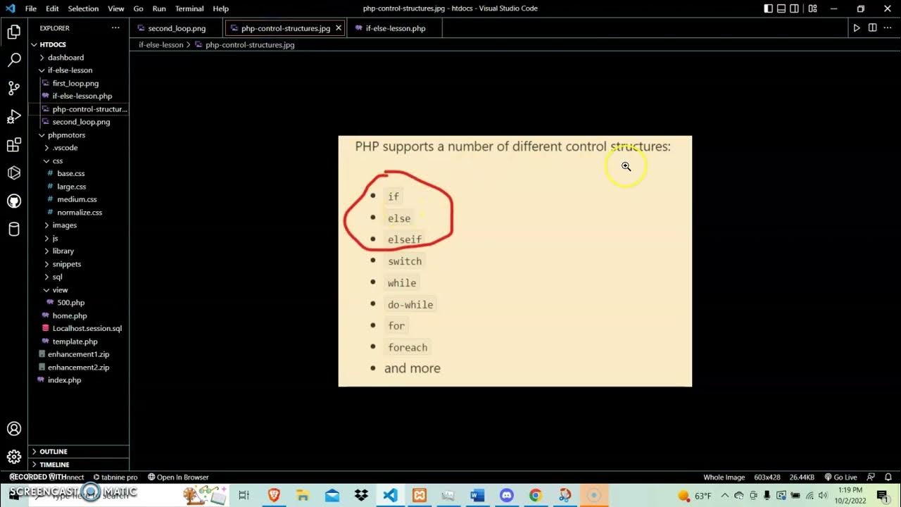 Cse 340 Php If Elseif Else Control Structures Youtube