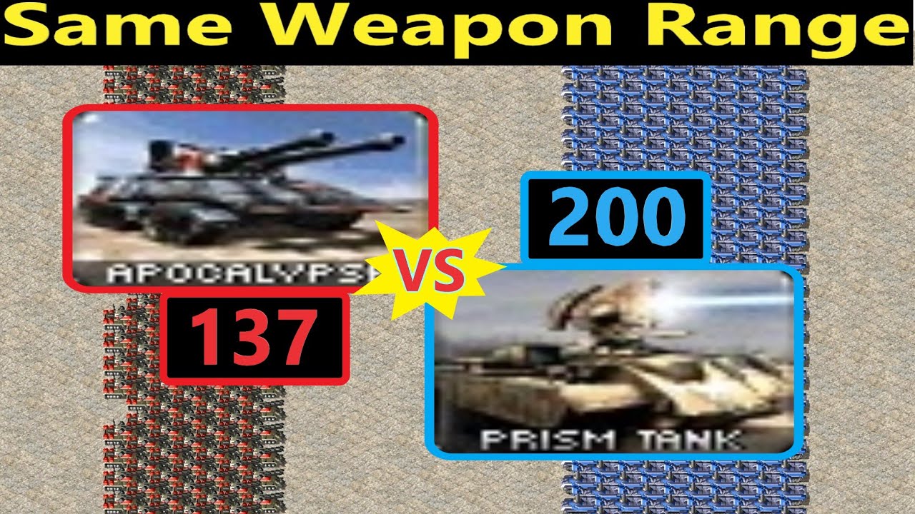 Apocalypse vs Prism Tank - Same Weapon Range - Red Alert 2 - YouTube