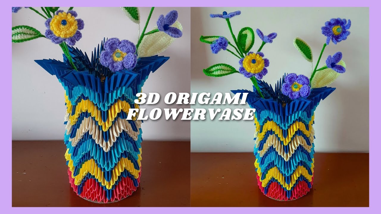 3d Origami Flower vase / Origami 3d Flower vase / DIY Flower vase ...