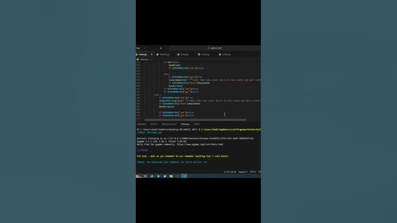 Jarvis Remembering Memory #python #jarvis #coder #youtubeshorts #neev - YouTube