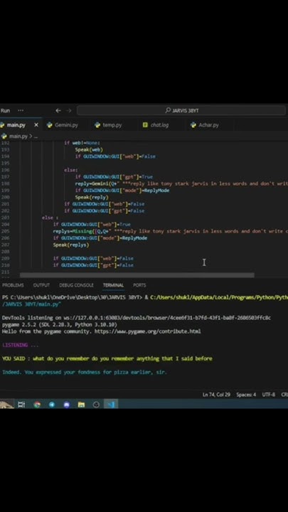 Jarvis Remembering Memory #python #jarvis #coder #youtubeshorts #neev - YouTube