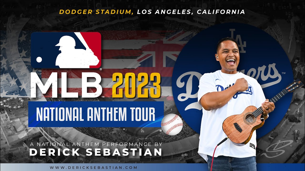 National Anthem Ukulele Performance-Derick Sebastian at Dodger Stadium, LA Dodgers - YouTube