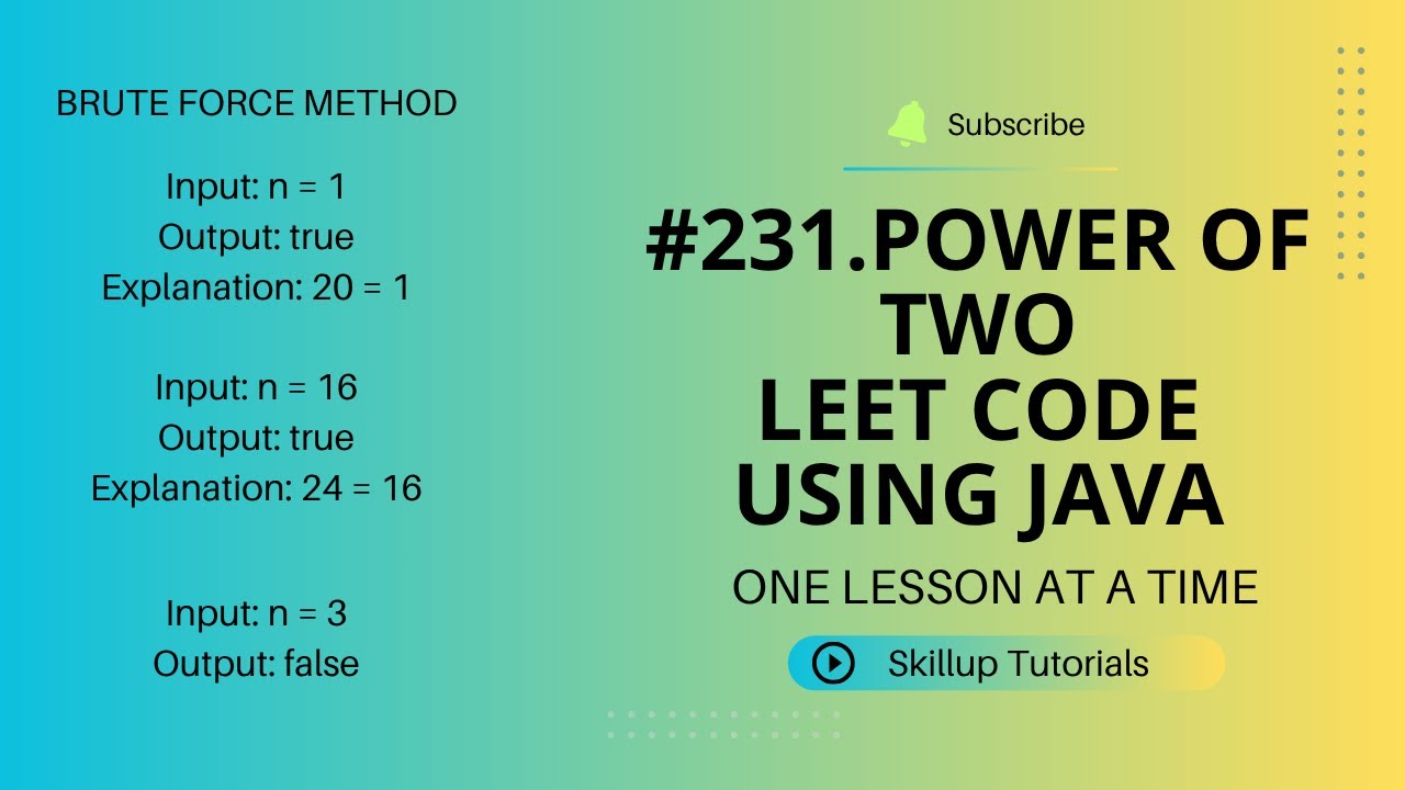 #231. Power Of Two | LeetCode | Java | Brute Force Method - YouTube