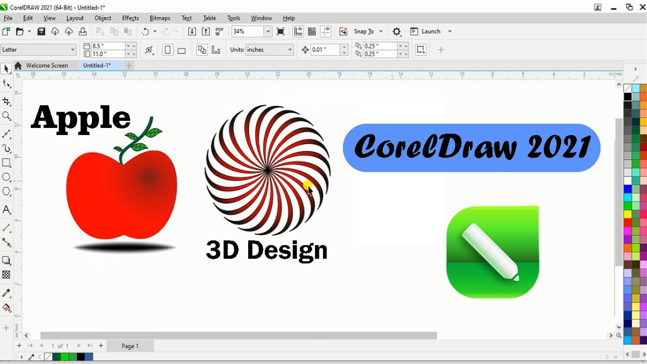 CorelDraw 2021 3D Design Tutorial in Hindi | Corel Draw Tutorial | 3D ...