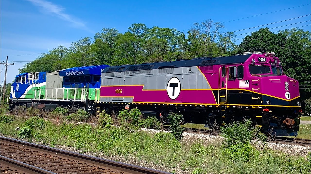 MBTA F40PH-3C #1066 Leads the GE Test Train! - YouTube