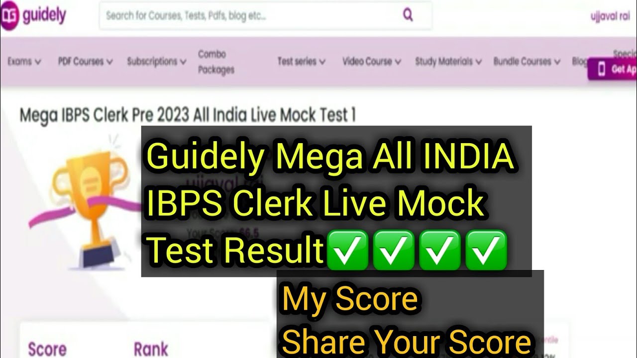 🔥🎯Guidely All INDIA LIVE MOCK TEST RESULT #ibpsclerk #guidely# ...