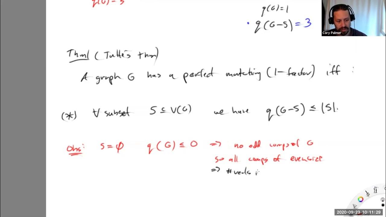 Graph Theory - Matchings in general graphs (Lecture 15) - YouTube