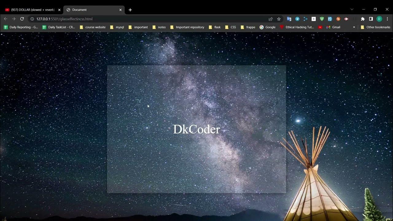 Glassmorphism Effect In Css Html Css Glass Effect Css Html Dkcoder Youtube