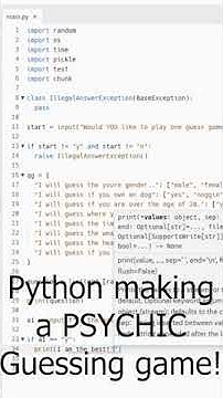 Python SUPER accurate GUESSER GAME in Python!? Yes Please! #shorts #python #programming # ...