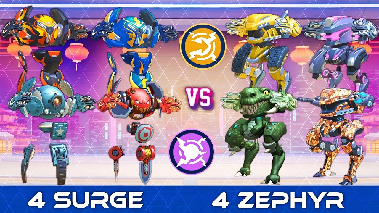 4 Surge vs 4 Zephyr | Who Wins? | CPC - DeathMatch Battle | Mech Arena ...