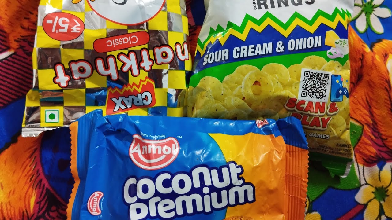 Coconut premiun biscuit || natkhat Vs || crax Rings cream and onion ...