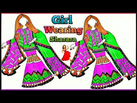 How to draw a girl wearing Sharara Suit | Brilliant art and craft - YouTube