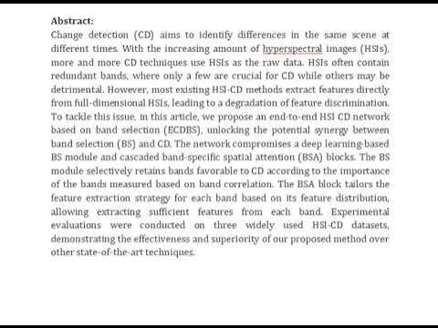 End to End Hyperspectral Image Change Detection Based on Band Selection - YouTube