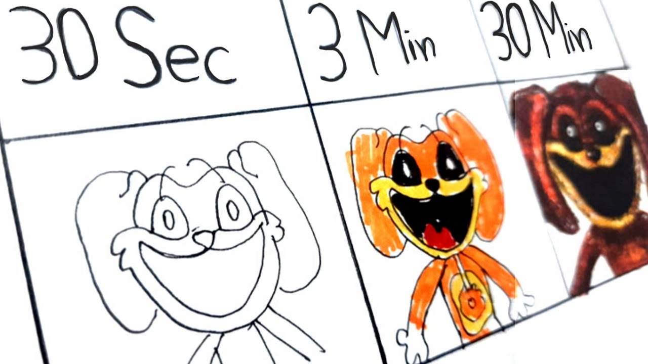 [Drawing] Smiling Critters DogDay in 30 sec, 3 min, and 30 min | Poppy ...