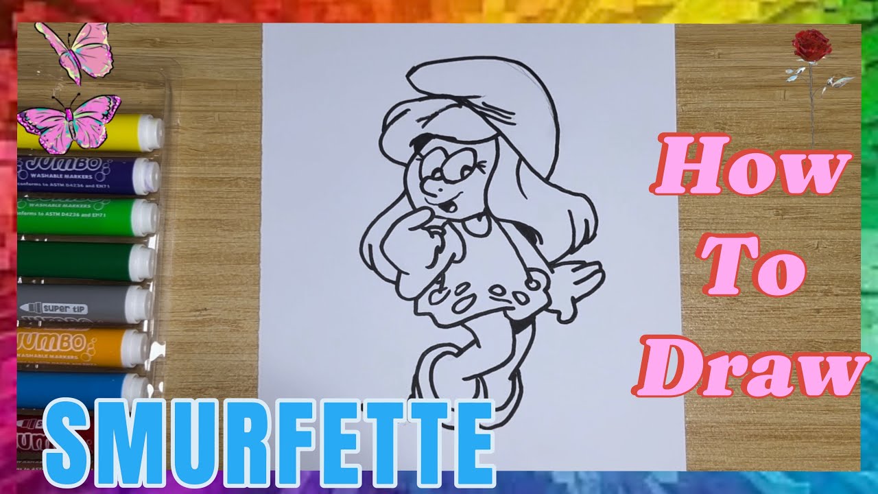 Smurfette drawing🤩How to draw smurfette 🤗easy drawings / cute / for ...