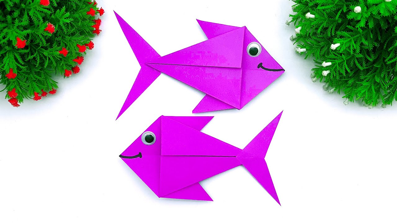 How To Fold Paper Origami Fish | Easy Paper Fish Toy Craft - YouTube