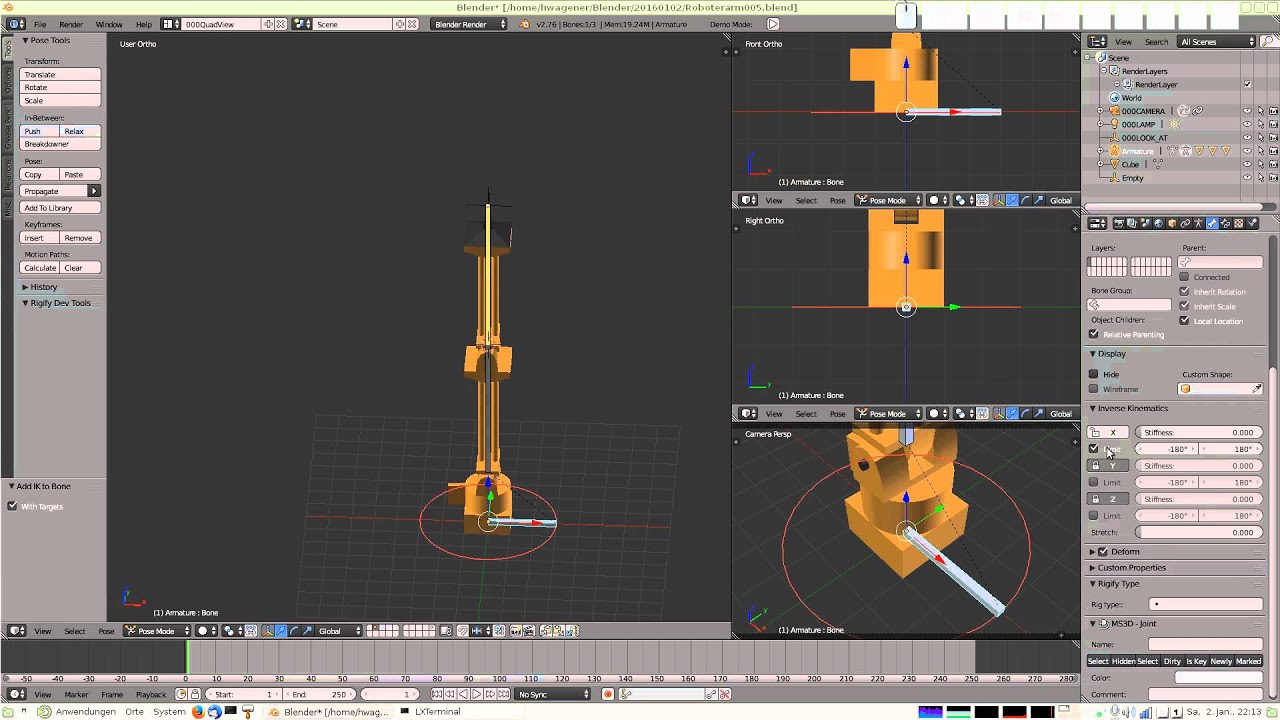 Blender-Tutorial - Inverse Kinematik mit einfachem Robotermodell - YouTube