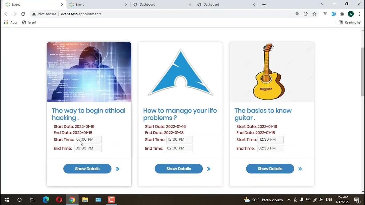 Advanced Event Management System using Php/Laravel - Part2 - YouTube