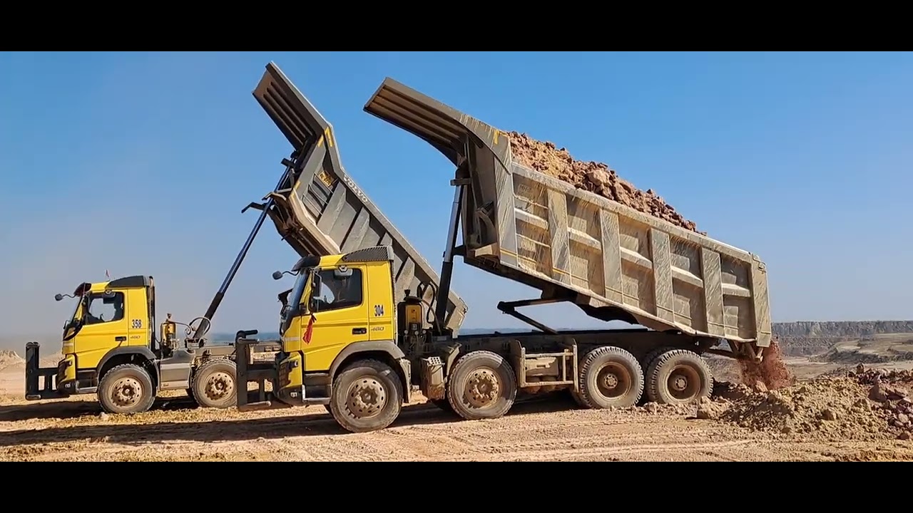 VOLVO 🚚 unloading on Mine OB dump - YouTube