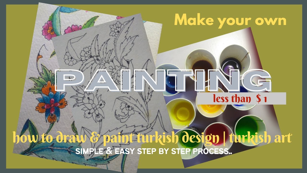 How to draw & paint Turkish Design | Turkish Art - YouTube
