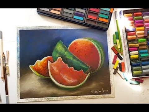 How to paint a watermelon using soft pastels 🎨STILL LIFE - YouTube