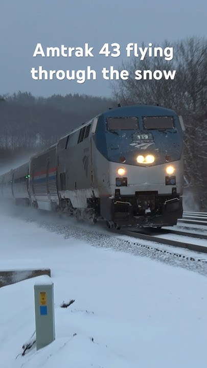 Amtrak 43 flying through the snow! #railfanning #railroad #amtrak #train - YouTube