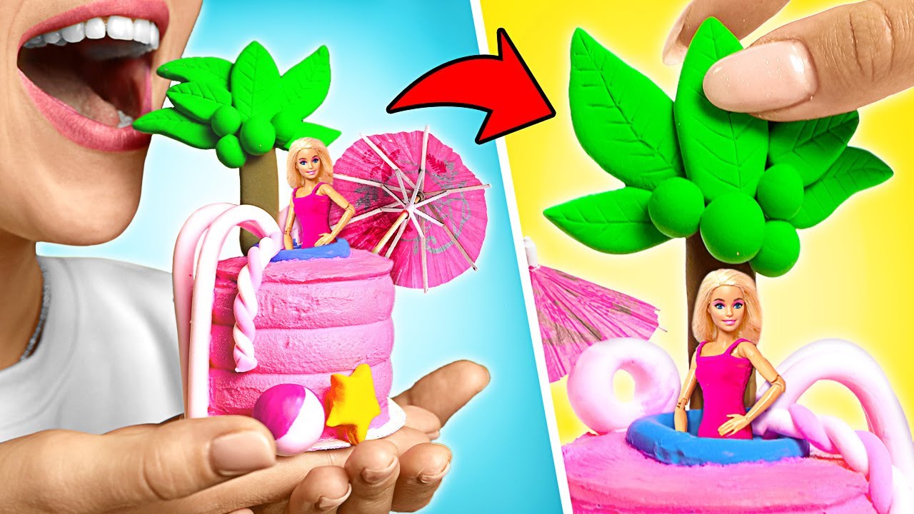 YUMMY! DIY Miniature Pink Doll Cake Decorating | FUN Crafts! - YouTube