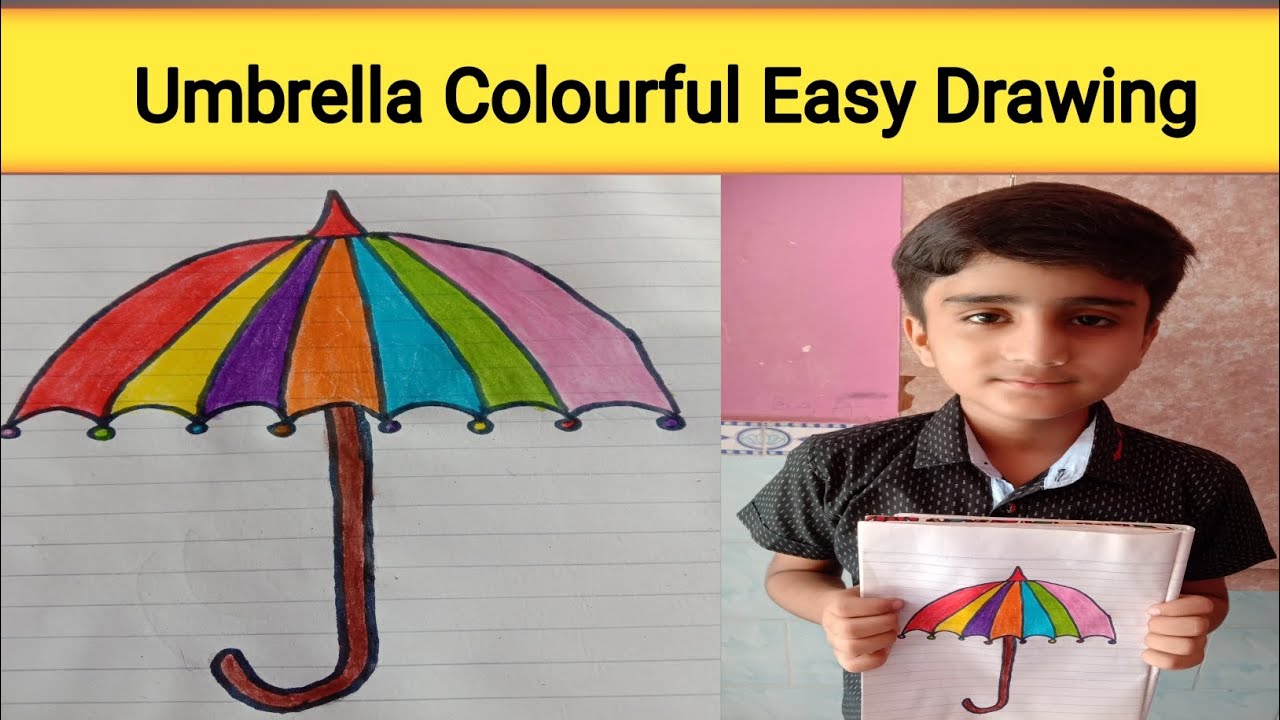 How to Draw an Umbrella easy Drawing | Umbrella Drawing with Colour ...