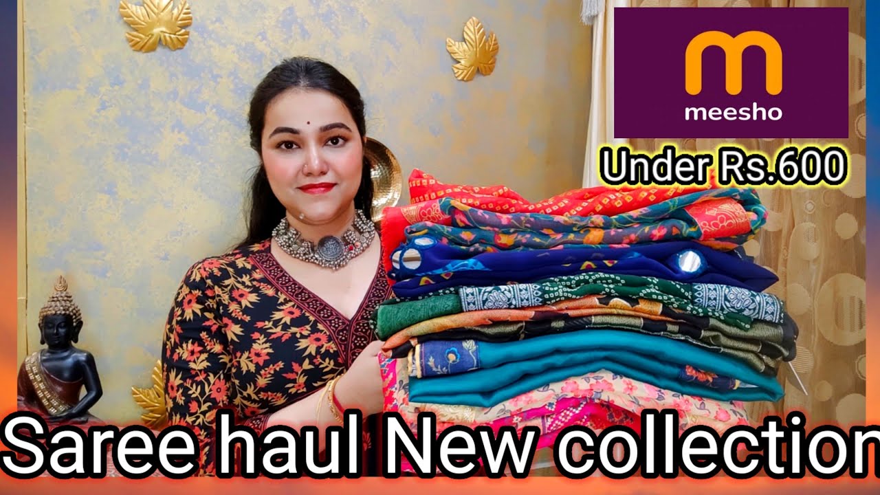 Meesho Saree haul new collection || affordable printed Saree under Rs.600 || Pooja choyal - YouTube
