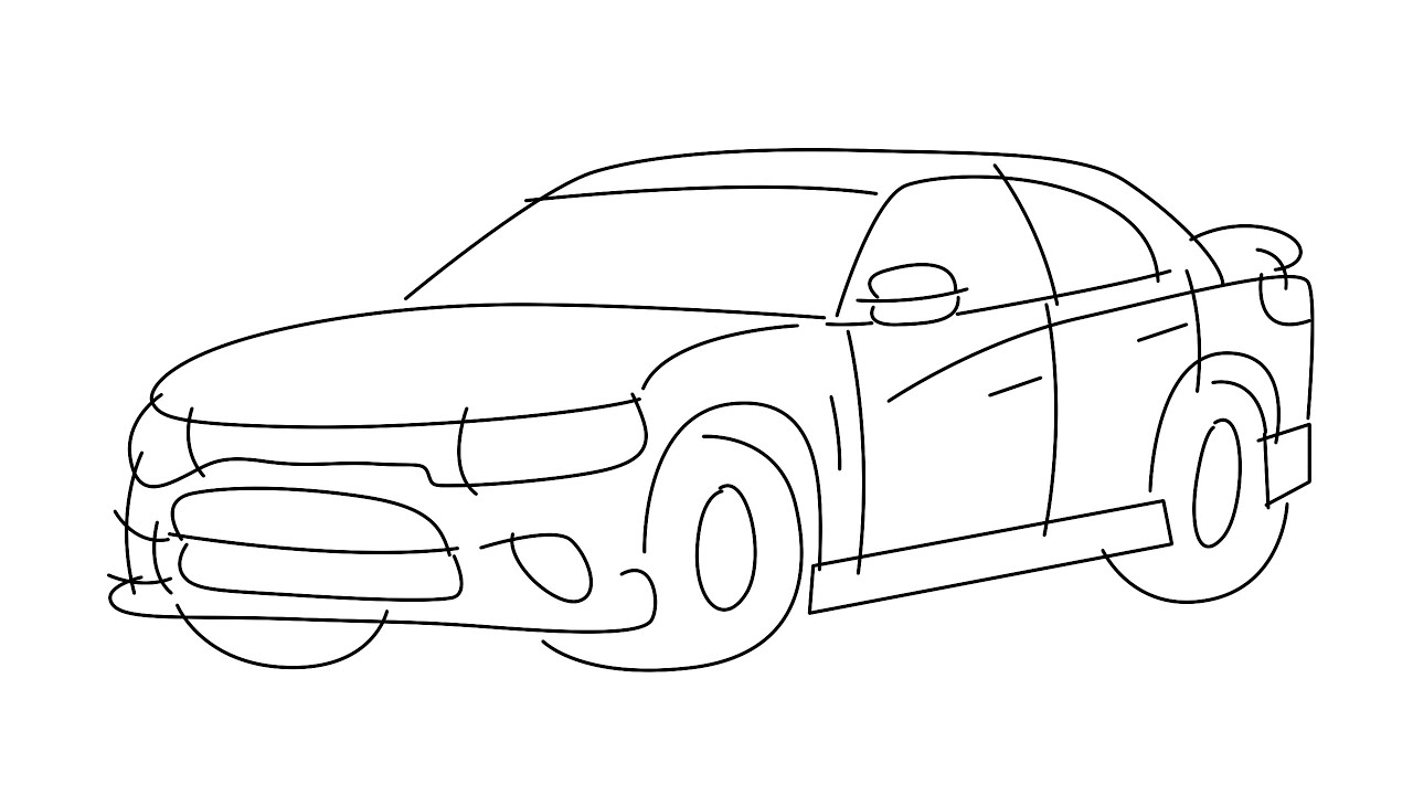 How to draw Dodge Charger Hellcat step by step for beginners - YouTube