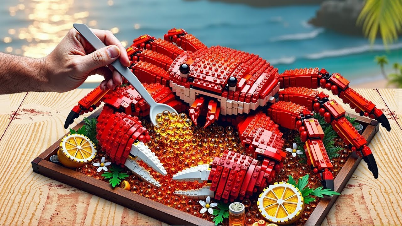 Making GIANT LEGO Feast KING Crab IRL! Cooking Stop Motion vs ASMR ...