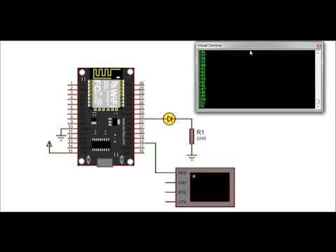 NodeMCU ESP8266 LED brightness fading simulation in proteus - YouTube